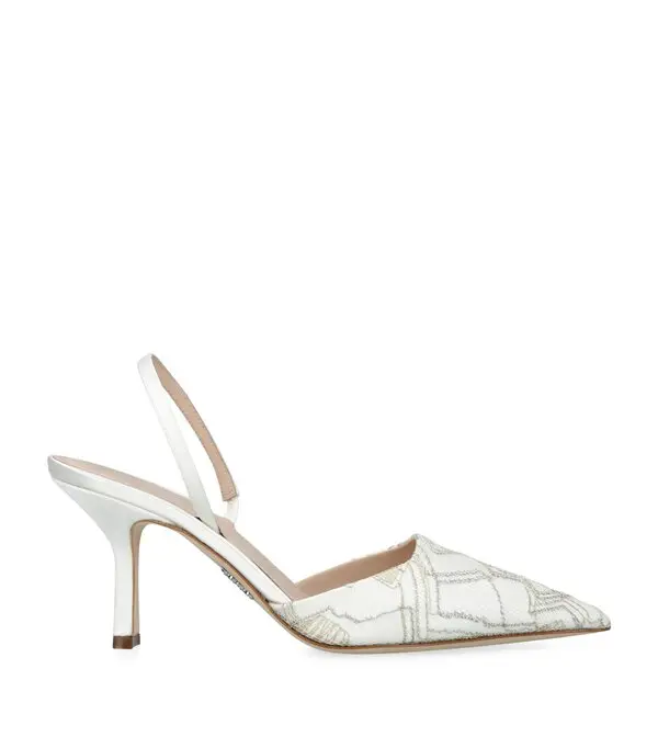 Rodo Woven Assia Slingback Pumps - Beige