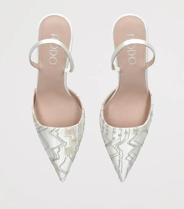 Rodo Woven Assia Slingback Pumps - Beige