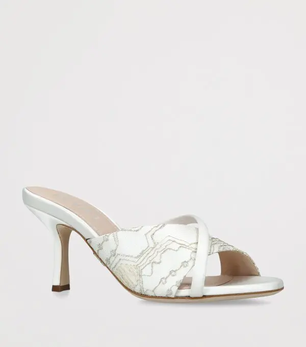 Rodo Embroidered Mabella 55 Heeled Mules - Beige