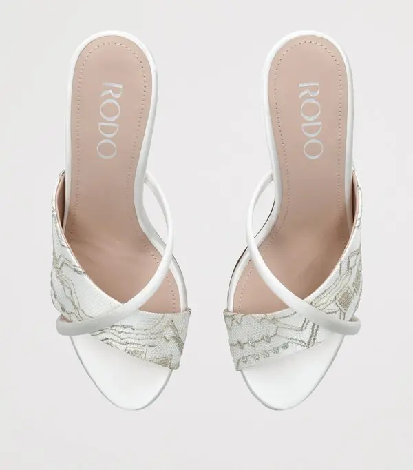 Rodo Embroidered Mabella 55 Heeled Mules - Beige