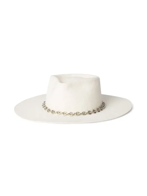 L'Agence Umbra Wide Brim Felt Velour Hat - White