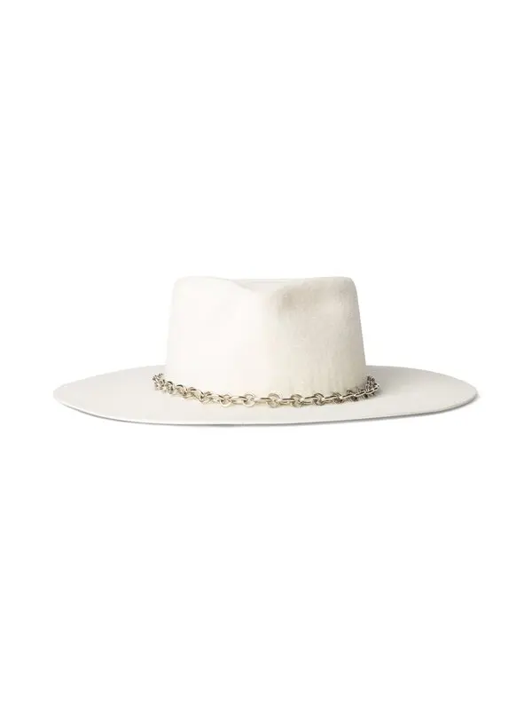 L'Agence Umbra Wide Brim Felt Velour Hat - White