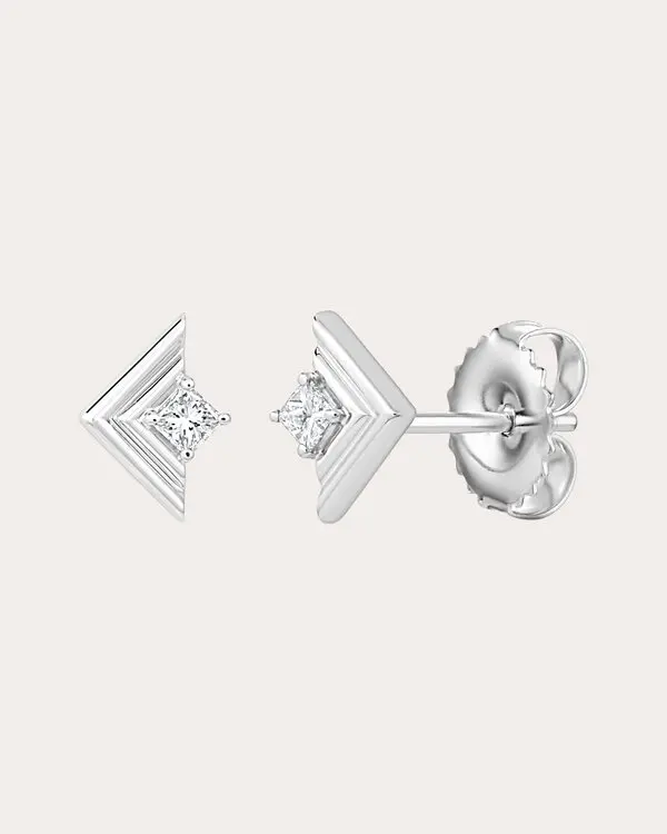 PARKFORD White Sapphire Revival Frame Stud Earrings - Silver