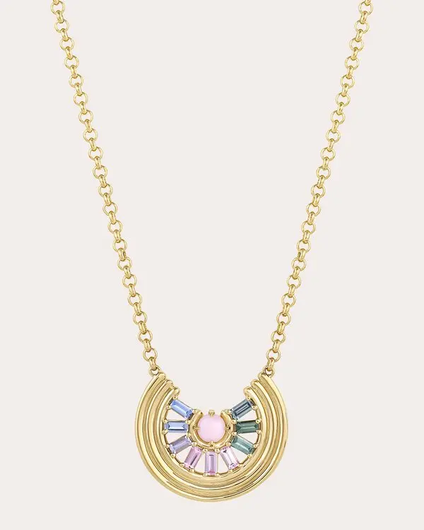 PARKFORD Sapphire And Pink Opal Pendant Necklace - Gold