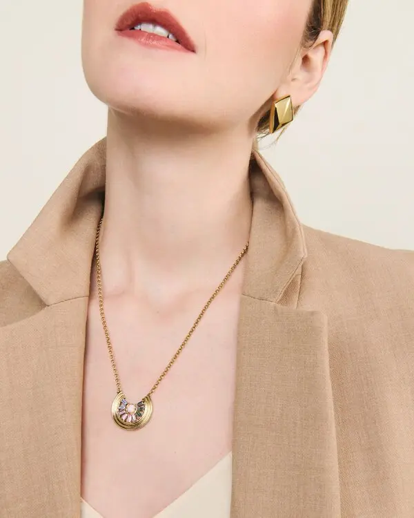 PARKFORD Sapphire And Pink Opal Pendant Necklace