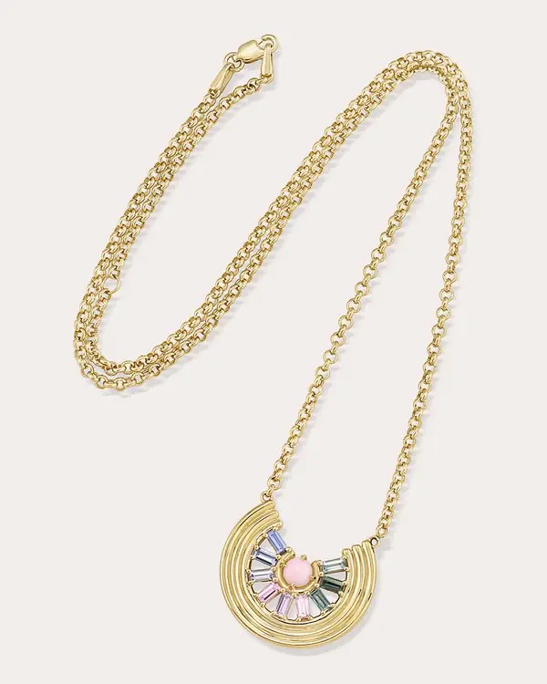 PARKFORD Sapphire And Pink Opal Pendant Necklace