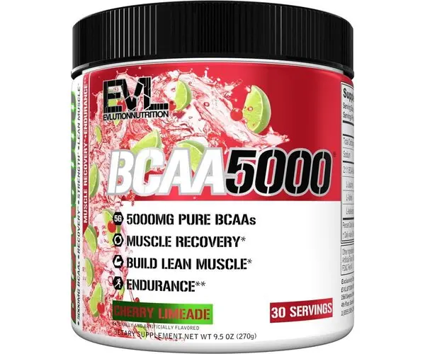 EVL Bcaas Amino Acids Powder | Bcaa Powder Post Workout Recovery Drink And Stim Free Pre Workout Energy Drink Powder | For | Cherry Limeade - No Color