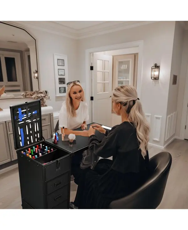BYOOTIQUE Nail Desk Mobile Station Rolling Makeup Manicure Table Nail Artist