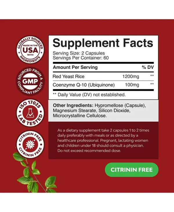 NATURE'S CRAFT Red Yeast Rice + Coq10 Capsules