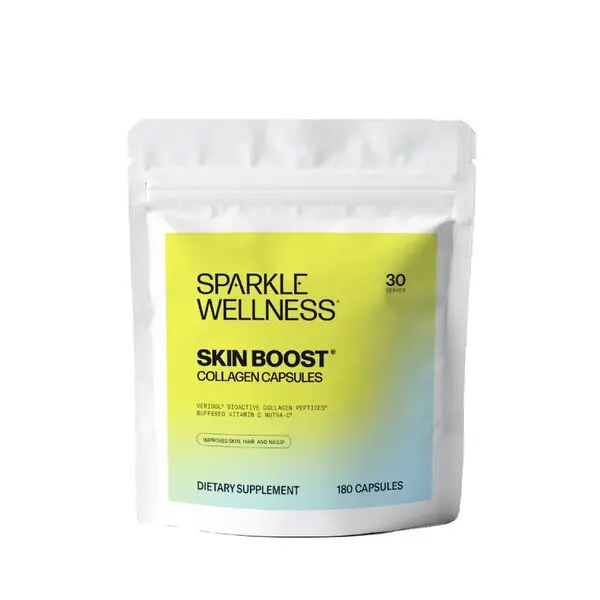 SPARKLE WELLNESS Skin Boost Collagen Capsules 30 Days Of 2500mg Verisol Collagen Peptides & Vitamin C | Improves Skin Elasticity & Appearance Of Fine Lines - No Color