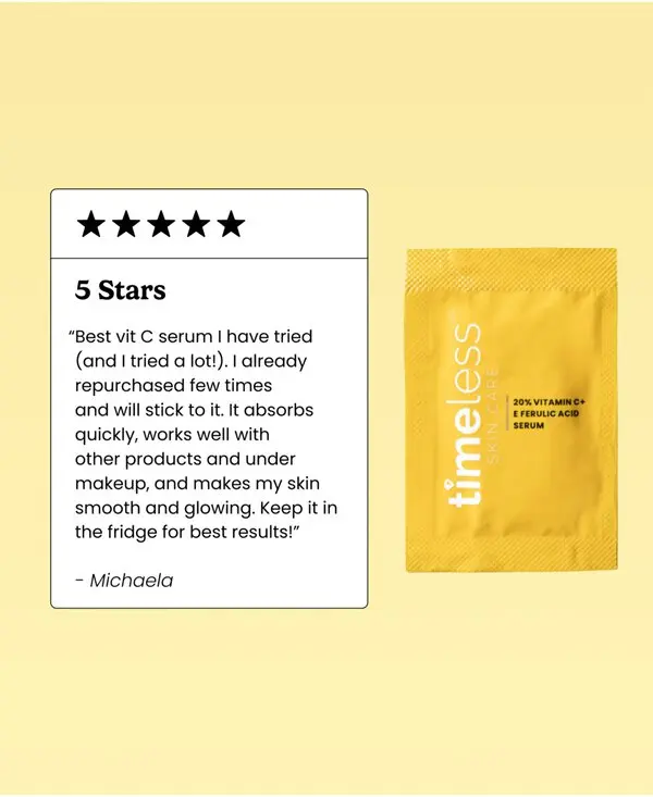 TIMELESS SKIN CARE 20% Vitamin C + E Ferulic Acid Serum Single Use Pouches