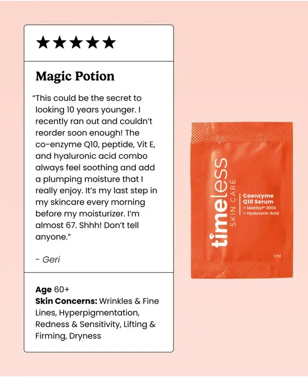 TIMELESS SKIN CARE Coenzyme Q10 + Peptides Serum Single Use Pouches - No Color