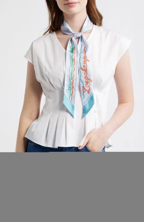 Longchamp Ribbon Print Silk Bandana Scarf - Lagoon