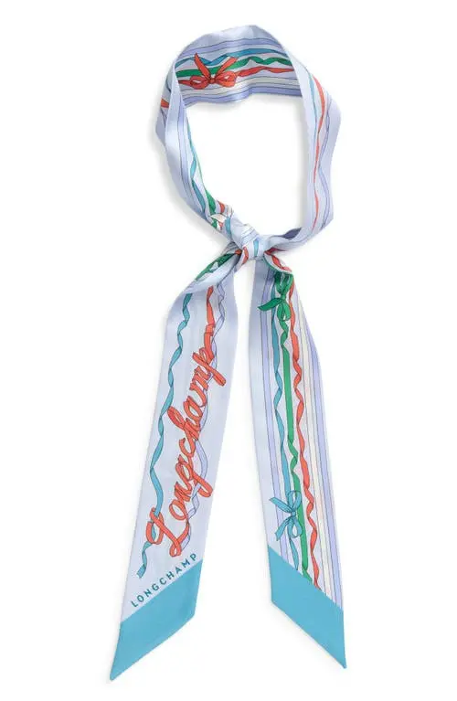 Longchamp Ribbon Print Silk Bandana Scarf