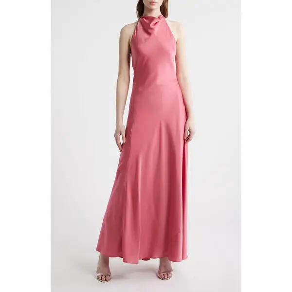 WAYF Sibella Cowl Halter Neck Gown