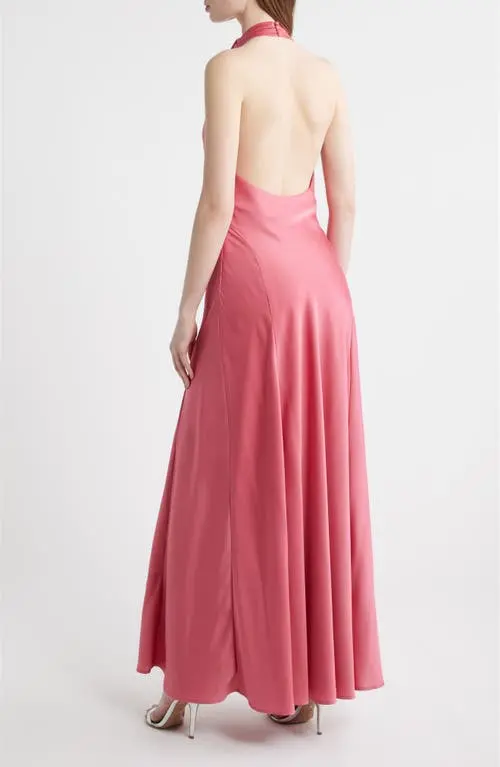 WAYF Sibella Cowl Halter Neck Gown
