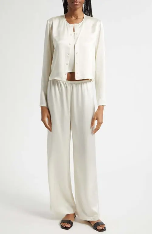 LESET Barb Button-up Crewneck Cardigan - Creme