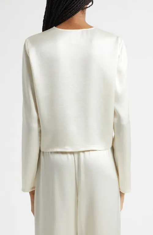 LESET Barb Button-up Crewneck Cardigan - Creme