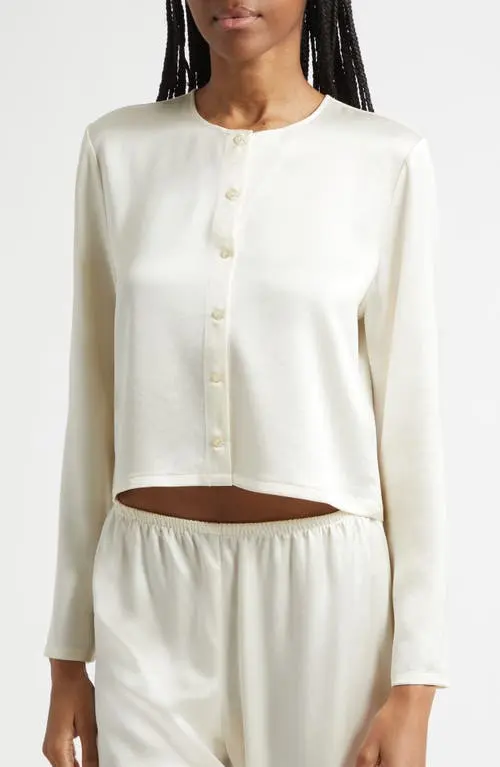 LESET Barb Button-up Crewneck Cardigan - Creme