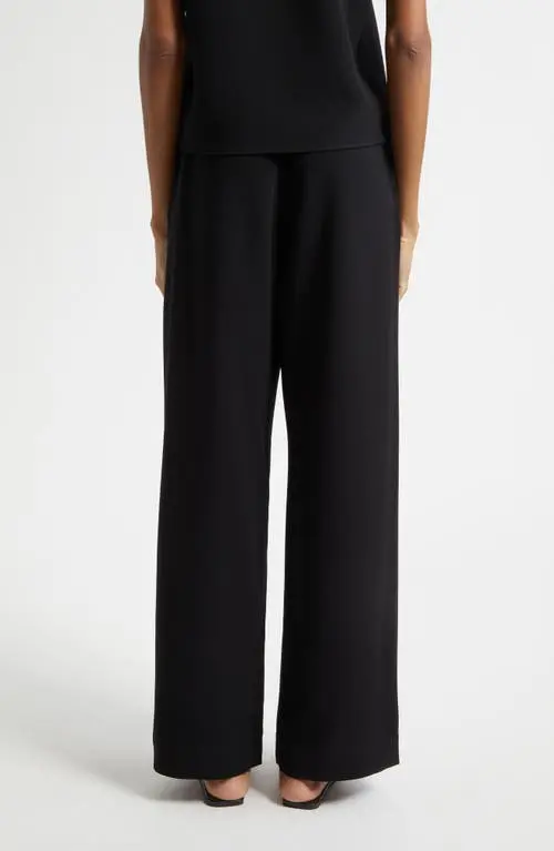 LESET Arielle Crepe Wide-leg Pants - Black