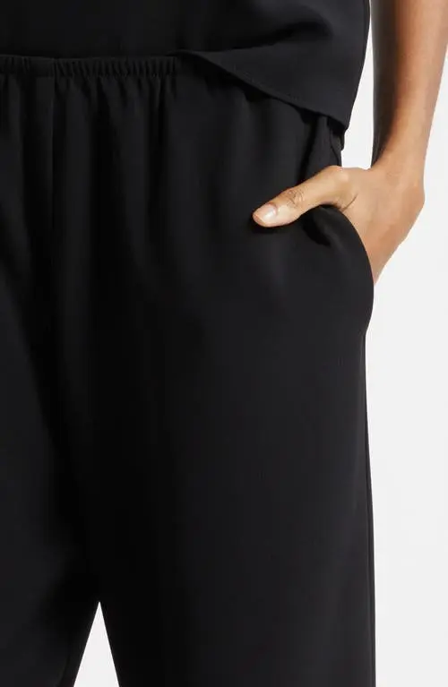 LESET Arielle Crepe Wide-leg Pants - Black