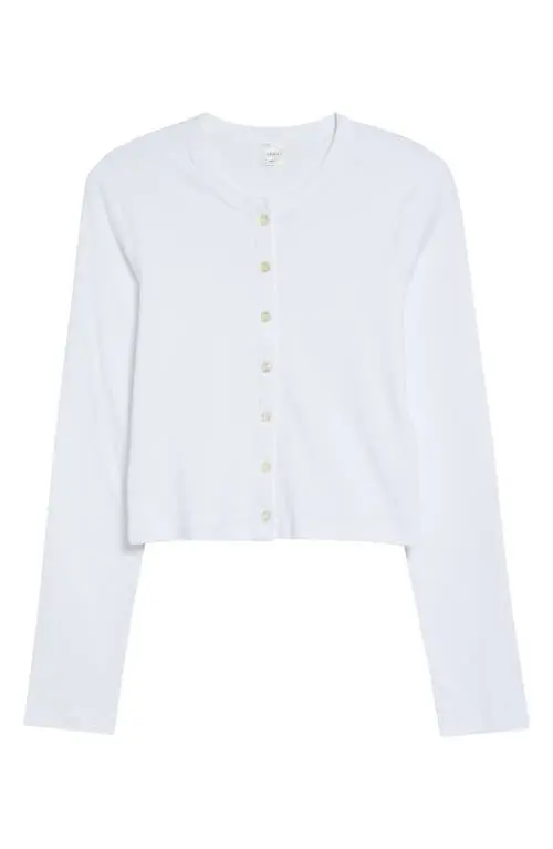 LESET Nando Button-up Crewneck Cardigan - White