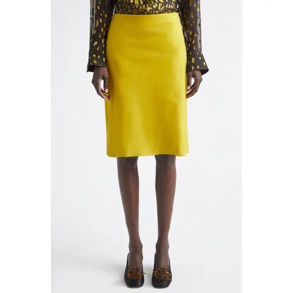FERRAGAMO Pencil Nubuck Skirt - Antique Yellow