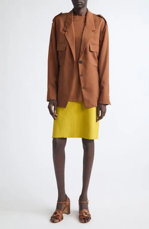 FERRAGAMO Pencil Nubuck Skirt - Antique Yellow