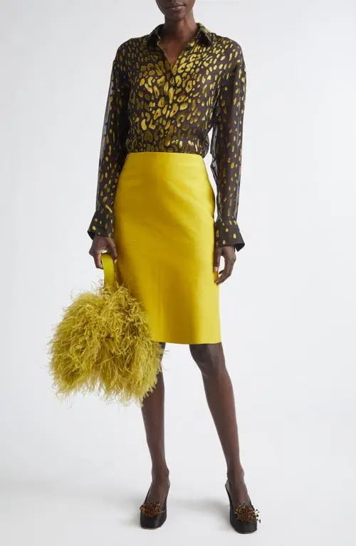 FERRAGAMO Devoré Silk Blend Georgette Button-up Shirt