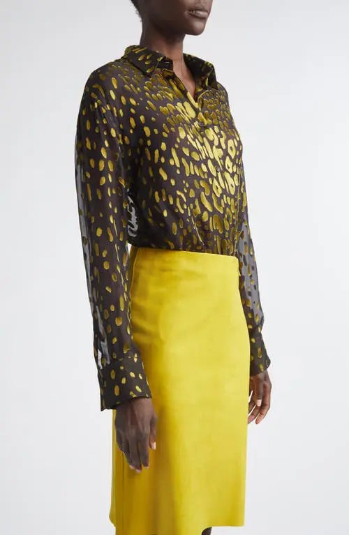 FERRAGAMO Devoré Silk Blend Georgette Button-up Shirt