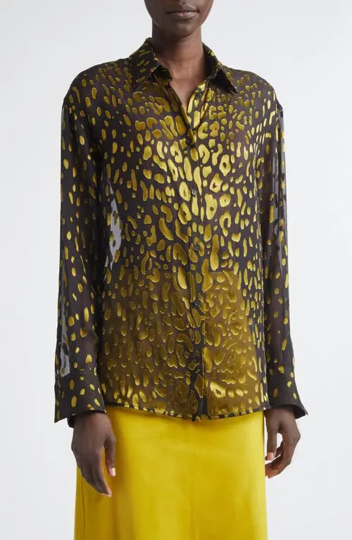FERRAGAMO Devoré Silk Blend Georgette Button-up Shirt
