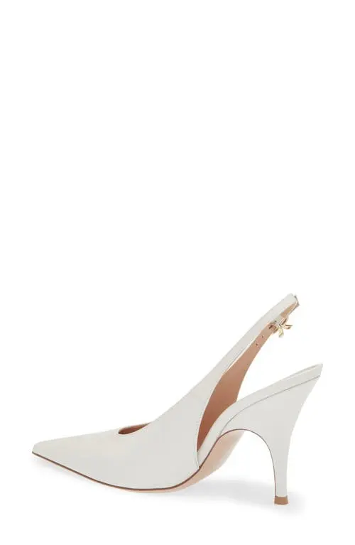 GIANVITO ROSSI Pointed Toe Slingback Pumps - Offwhite