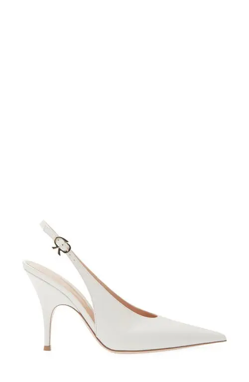 GIANVITO ROSSI Pointed Toe Slingback Pumps - Offwhite