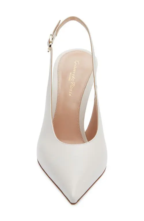 GIANVITO ROSSI Pointed Toe Slingback Pumps - Offwhite