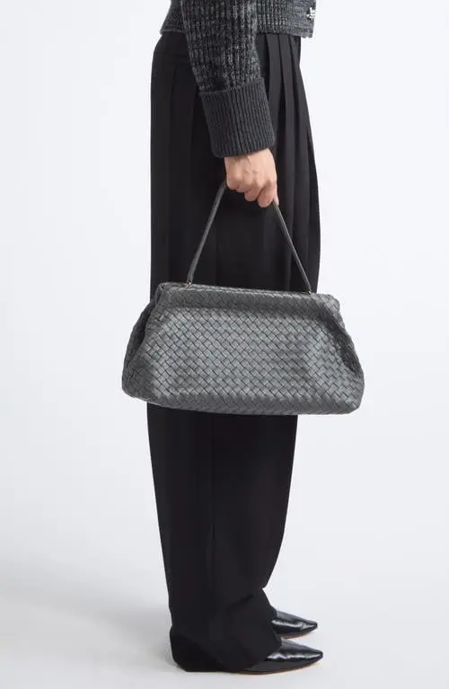 Bottega Veneta 1998 Intrecciato Leather Handbag - 1695 Obsidian Grey-bv