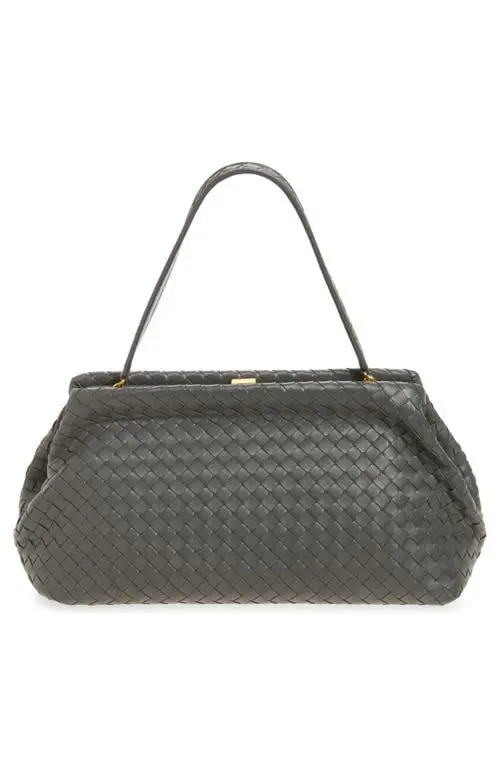Bottega Veneta 1998 Intrecciato Leather Handbag - 1695 Obsidian Grey-bv
