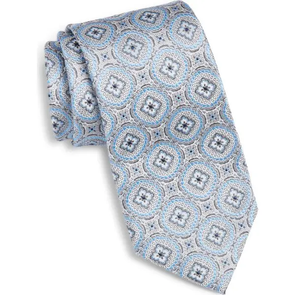 Nordstrom Medallion Silk Neck Tie - Silver