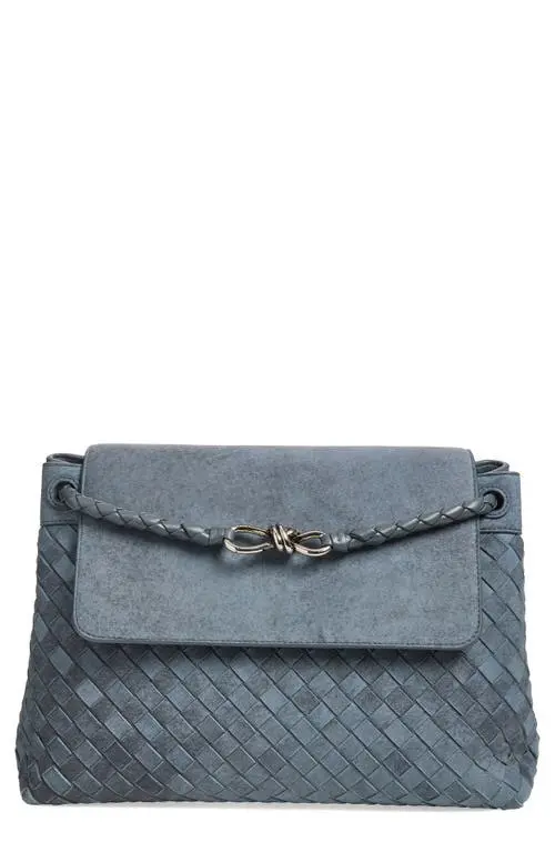 Bottega Veneta Andiamo Intrecciato Suede Messenger Bag - Cloudy Indigo