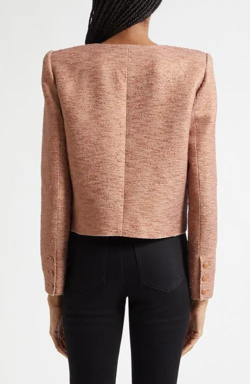 L'Agence Zell Collarless Cotton Blend Tweed Jacket - Light Auburn