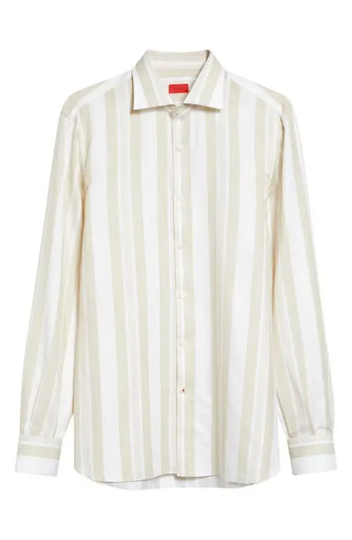 Isaia Stripe Cotton & Silk Button-up Shirt
