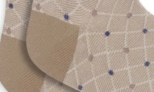 Bugatchi Diamond Grid Mercerized Cotton Blend Dress Socks - Sand