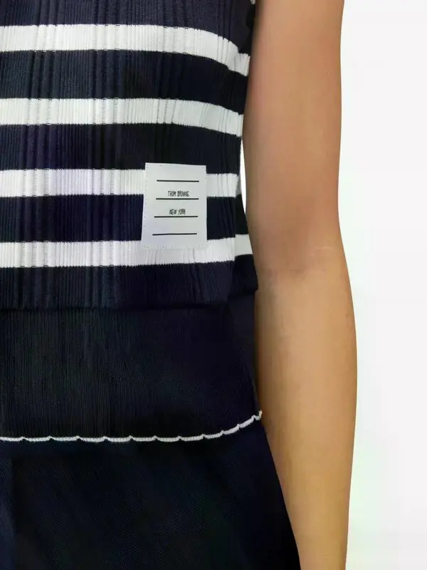 Thom Browne Striped Sleeveless Polo - Blue