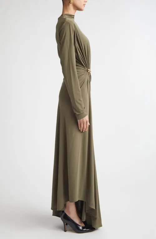 Bottega Veneta Long Sleeve Crepe Jersey Maxi Dress - Camo