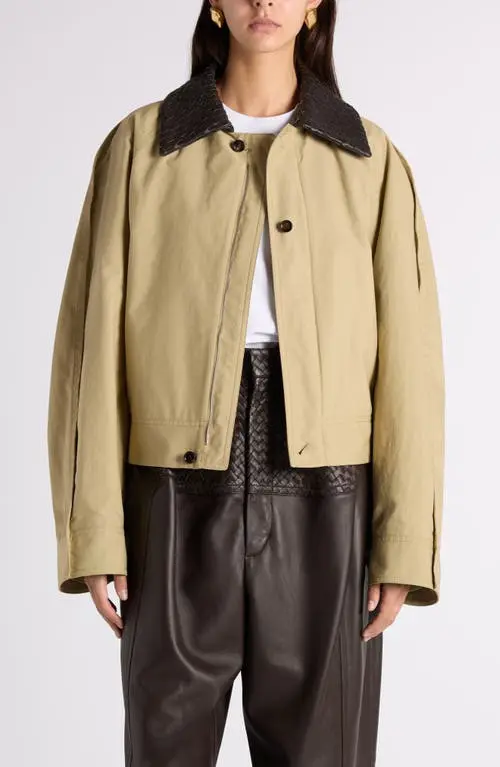 Bottega Veneta Water Repellent Cotton Jacket With Intrecciato Collar - Sahara