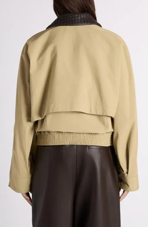 Bottega Veneta Water Repellent Cotton Jacket With Intrecciato Collar - Sahara