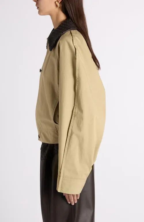 Bottega Veneta Water Repellent Cotton Jacket With Intrecciato Collar - Sahara