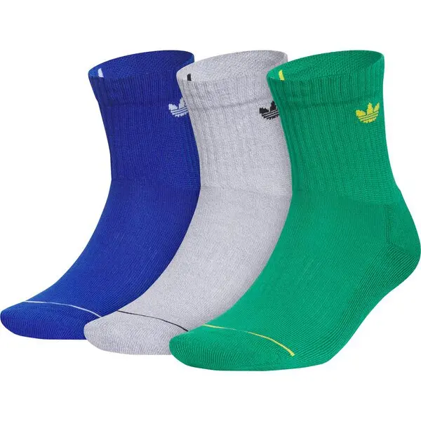 Adidas Gender Inclusive Originals Trefoil 3-pack Quarter Socks - Royal Blue/white Grey/green