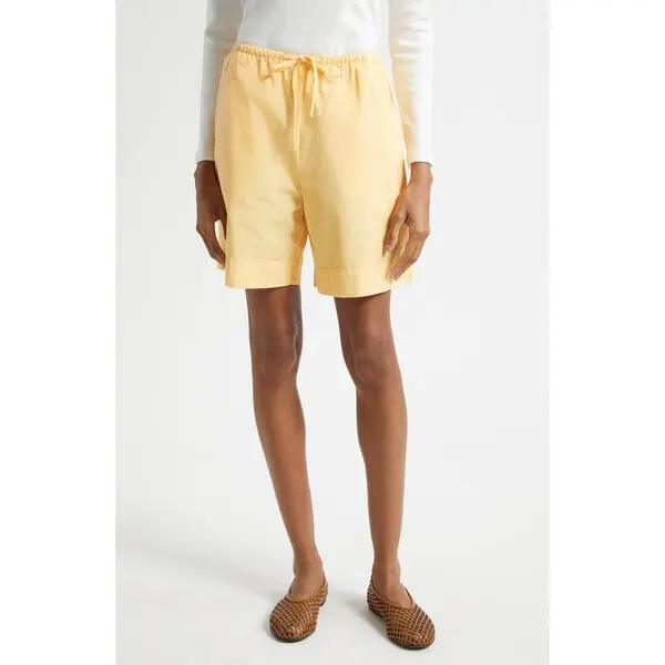 LESET Kyoto Drawstring Waist Cotton Shorts - Zest