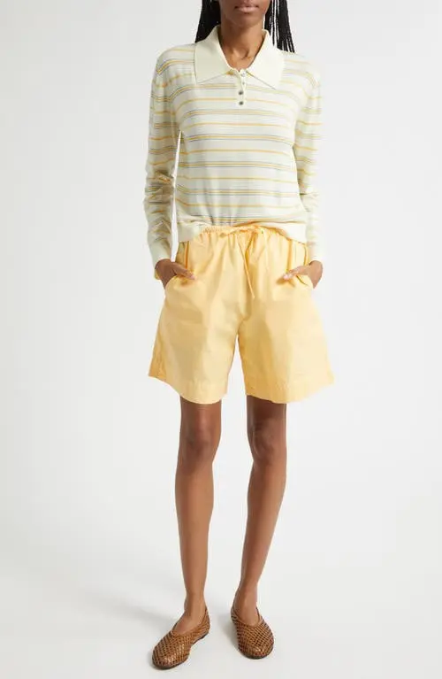 LESET Kyoto Drawstring Waist Cotton Shorts - Zest