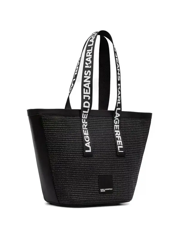 Karl Lagerfeld Logo-strap Woven Tote Bag - Black